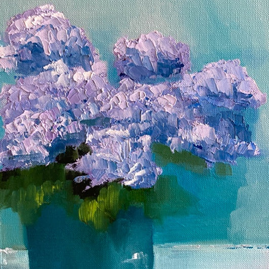 Hydrangeas on Duck Egg Blue – Create Cornwall